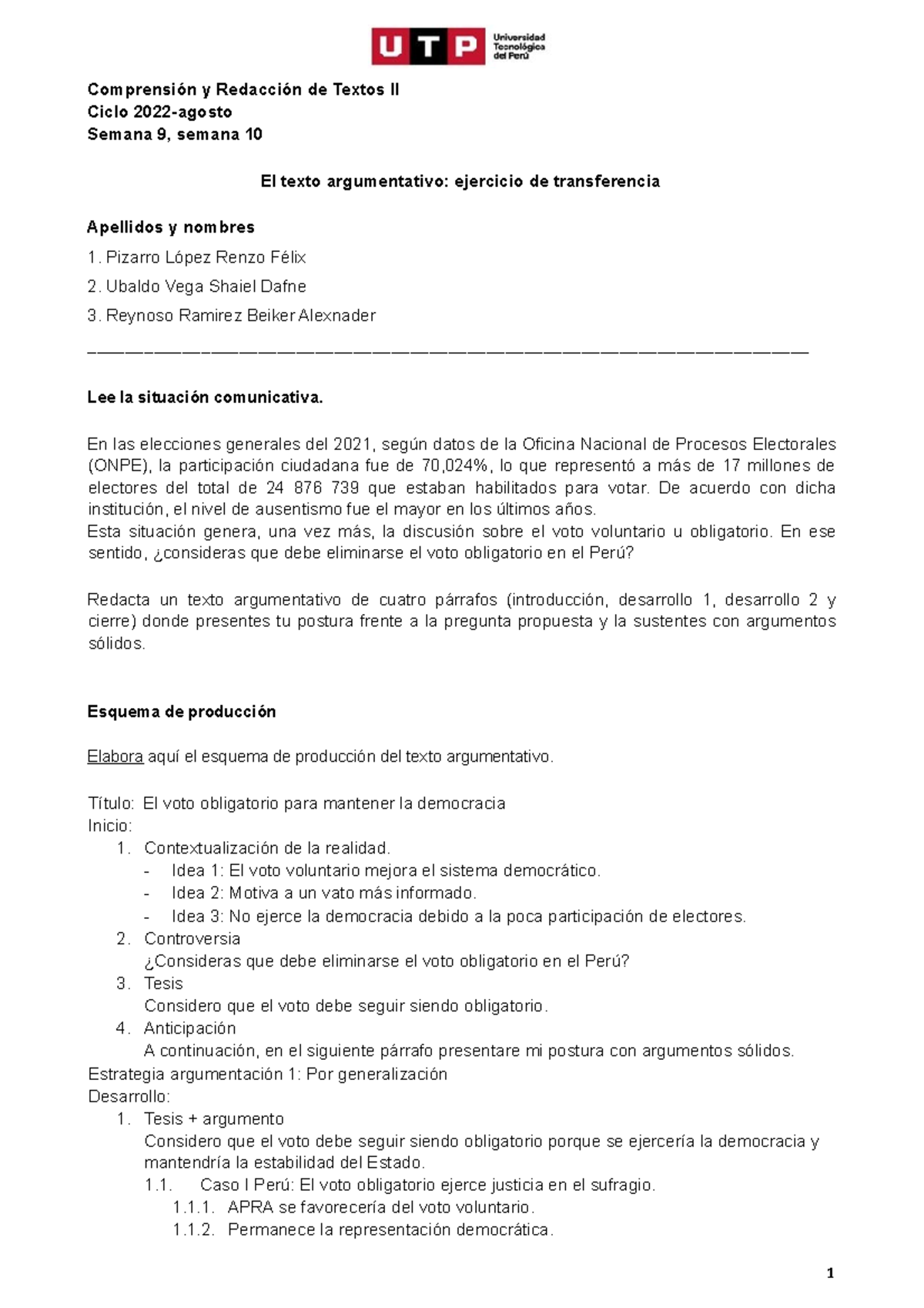 S09. y S10 - Ejercicio de transferencia El texto argumentativo formato -165509910 - Comprensión ...