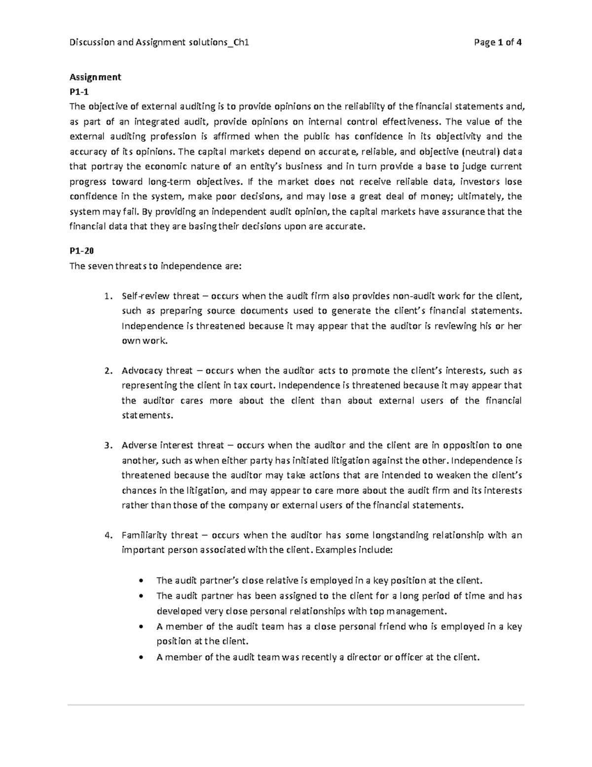 Assignment discussion solution Ch1 - Warning: TT: undefined function: 32 Assignment P1‐ - Studocu