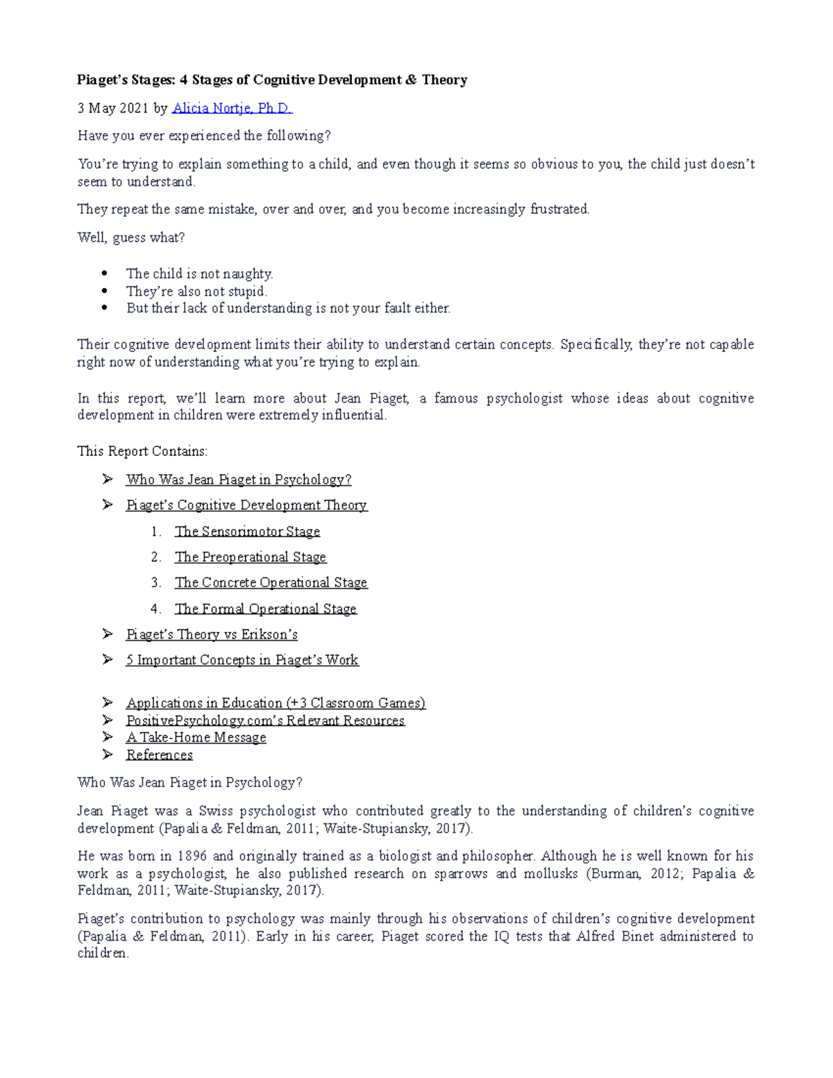 Piaget - Piaget’s Stages: 4 Stages of Cognitive Development & Theory 3 ...