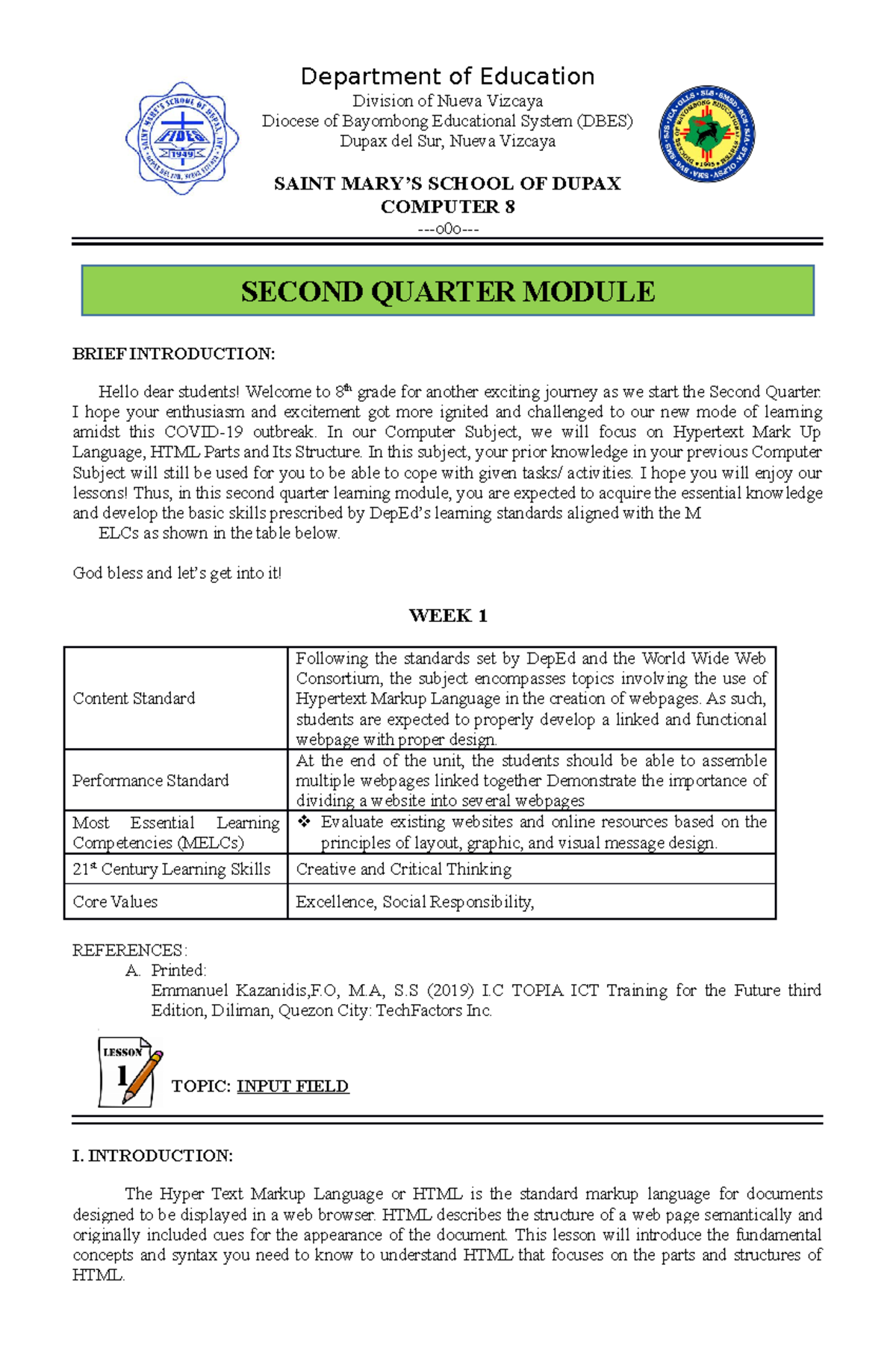 Computer 8 - Web Development (2nd Quarter) - Introduction to Computer ...
