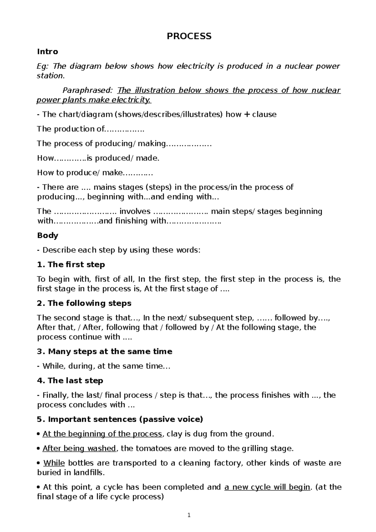 Process - for ielts writing task 1 - PROCESS Intro Eg: The diagram ...