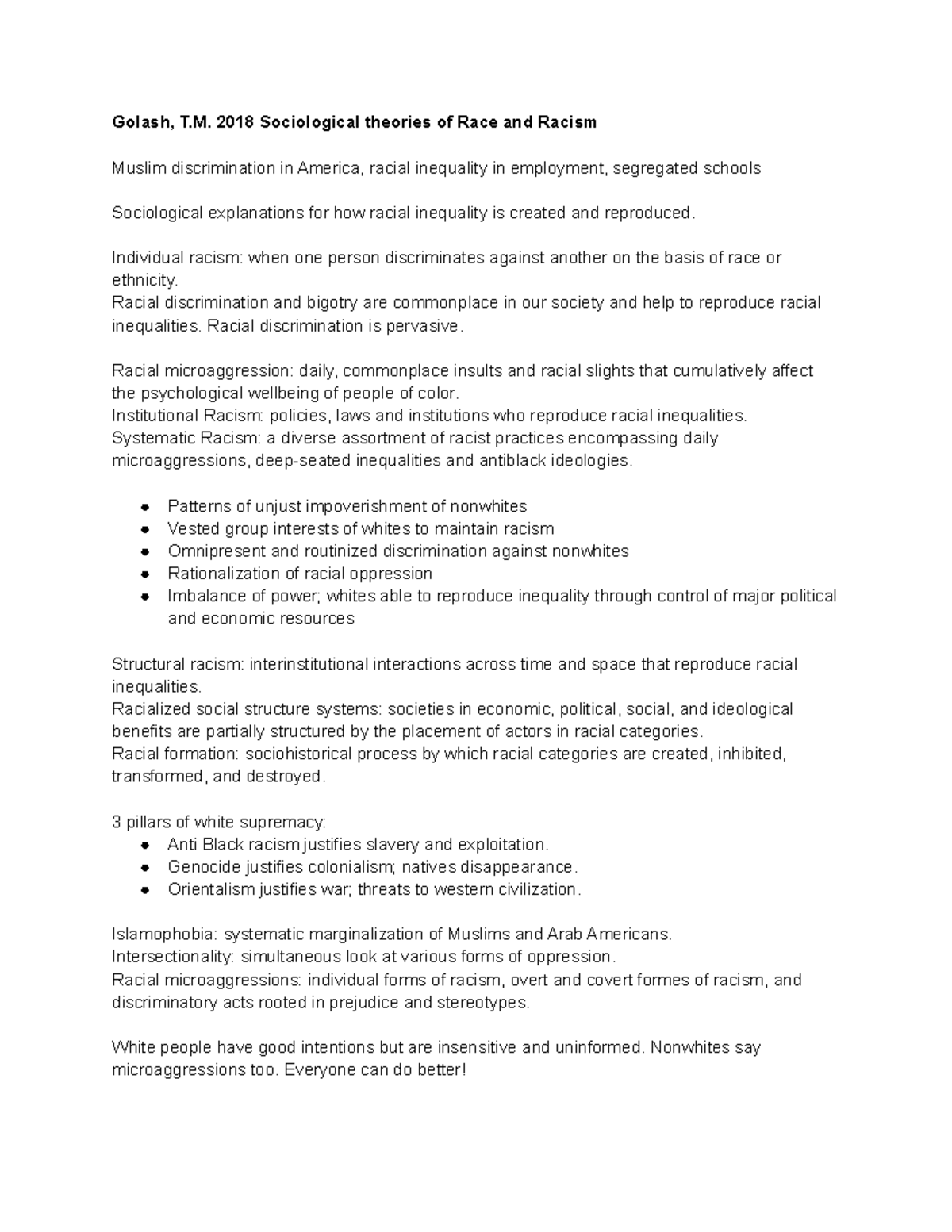 Sociological Theories of Race and Racism - Golash, T. 2018 Sociological ...