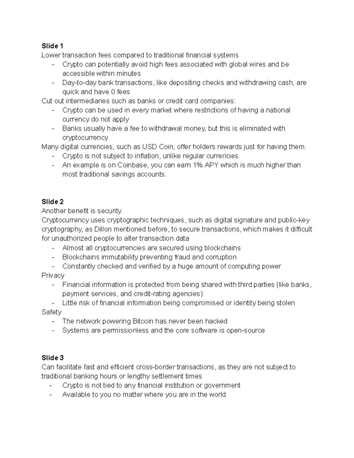 IBUS Project Speaker Notes - Slide 1 Lower transaction fees compared to ...