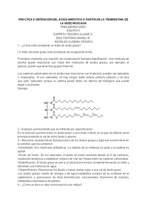 Practica 10 - OBTENCIÓN DEL ÁCIDO MIRÍSTICO A PARTIR DE LA TRIMIRISTINA ...