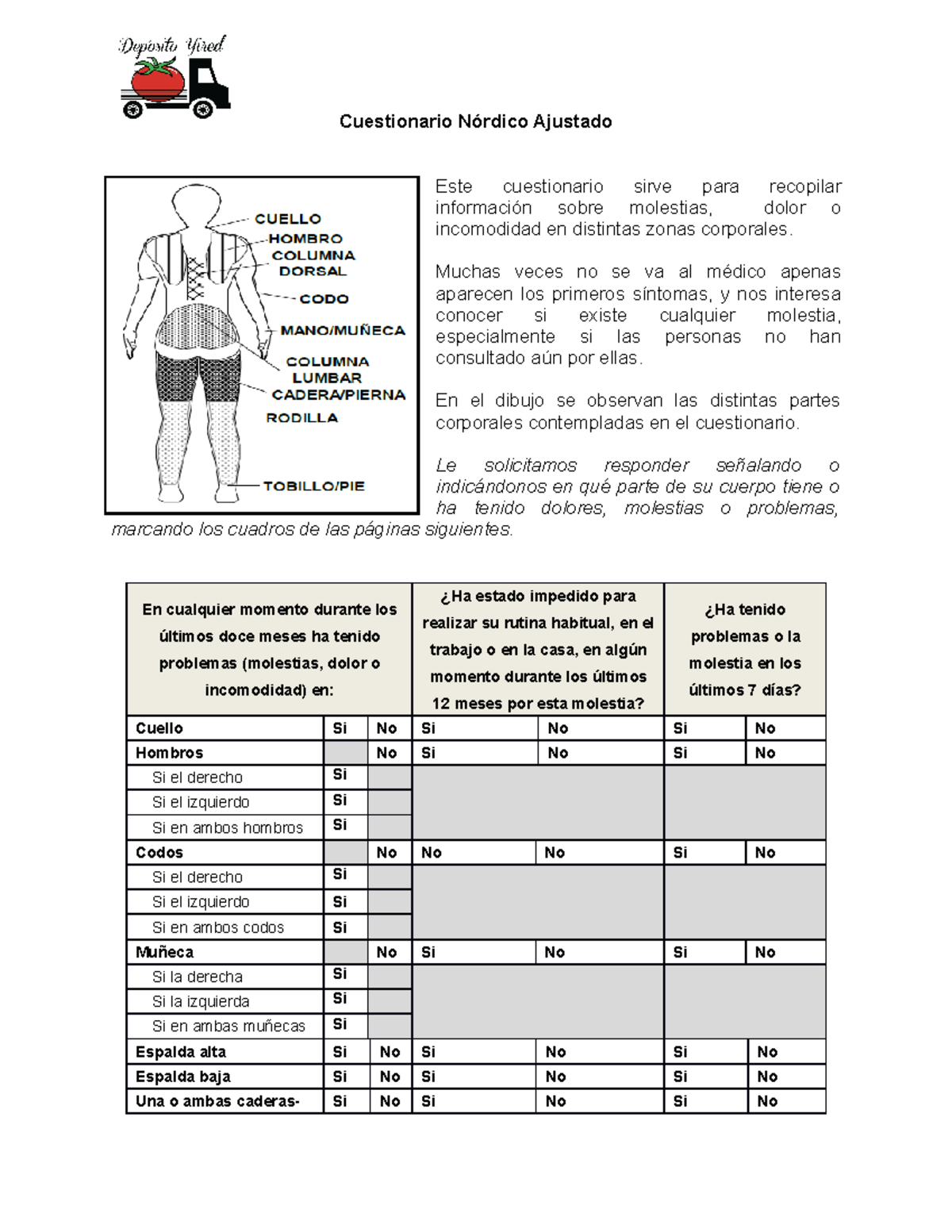 Herramienta 4 cuestionario nordico ajustado - Cuestionario Nórdico ...