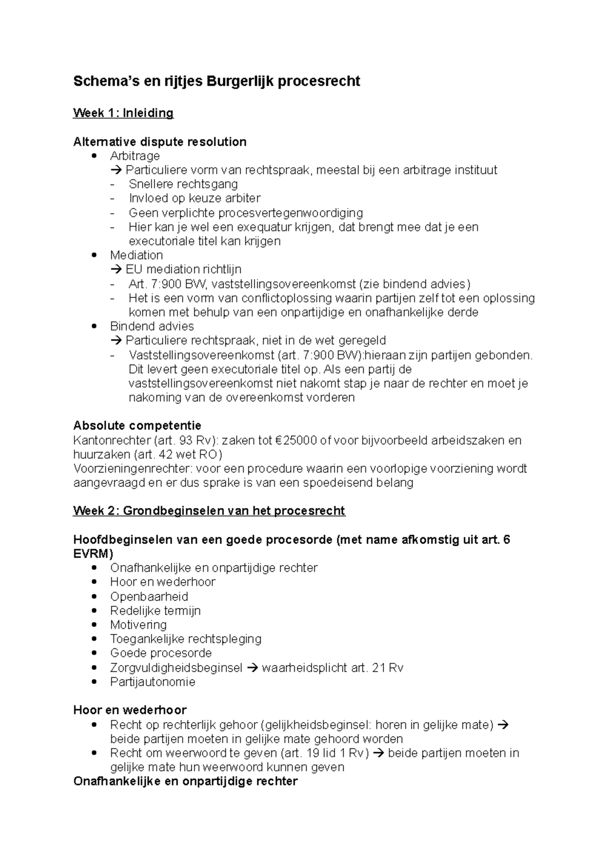Schematisch overzicht - Schema’s en rijtjes Burgerlijk procesrecht Week ...