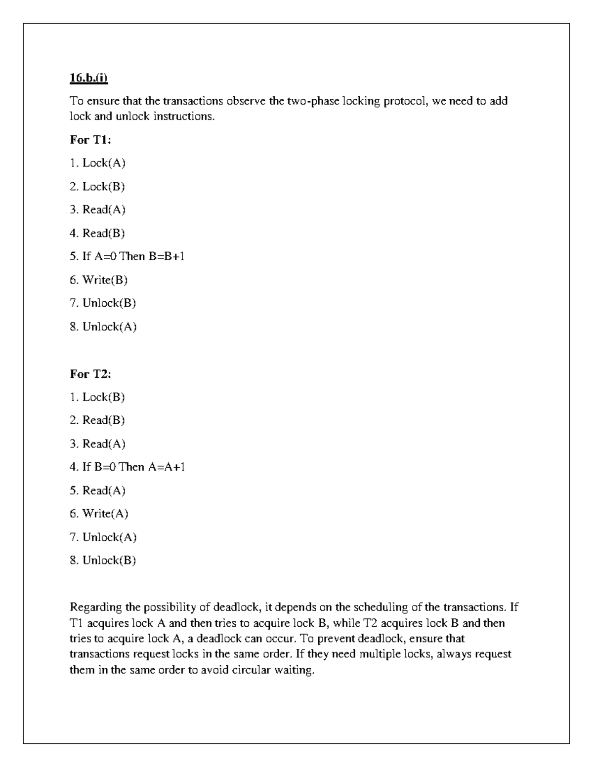 DBMS16(b) - DBMS LAB UNIV QUESTIONS - 16.(i) To ensure that the ... DBMS16(b) - DBMS LAB UNIV QUESTIONS - 16.(i) To ensure that the ...