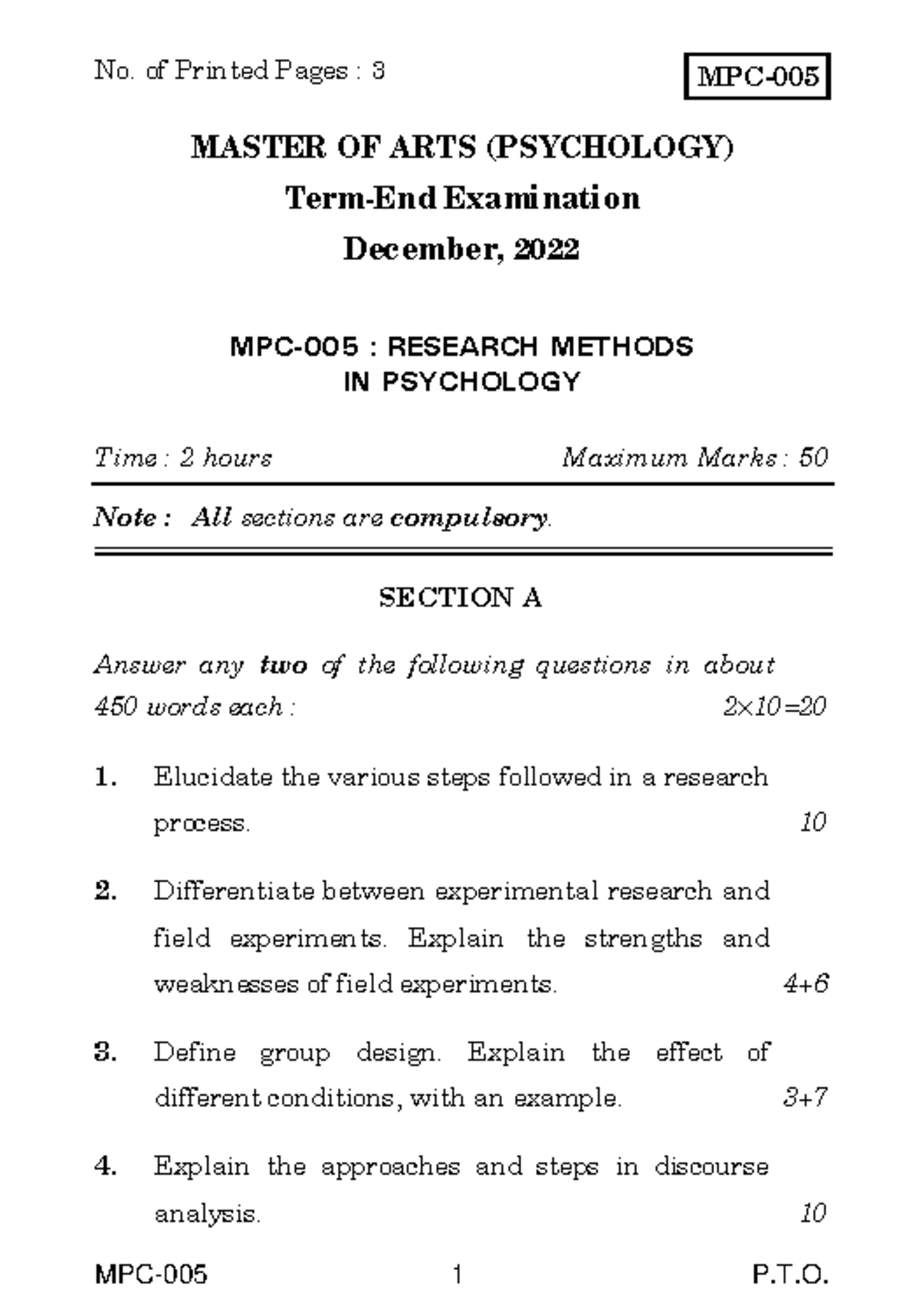 MPC-5 - MPC005 - MPC-005 1 P.T. MPC- MASTER OF ARTS (PSYCHOLOGY) Term-End Examination December ...