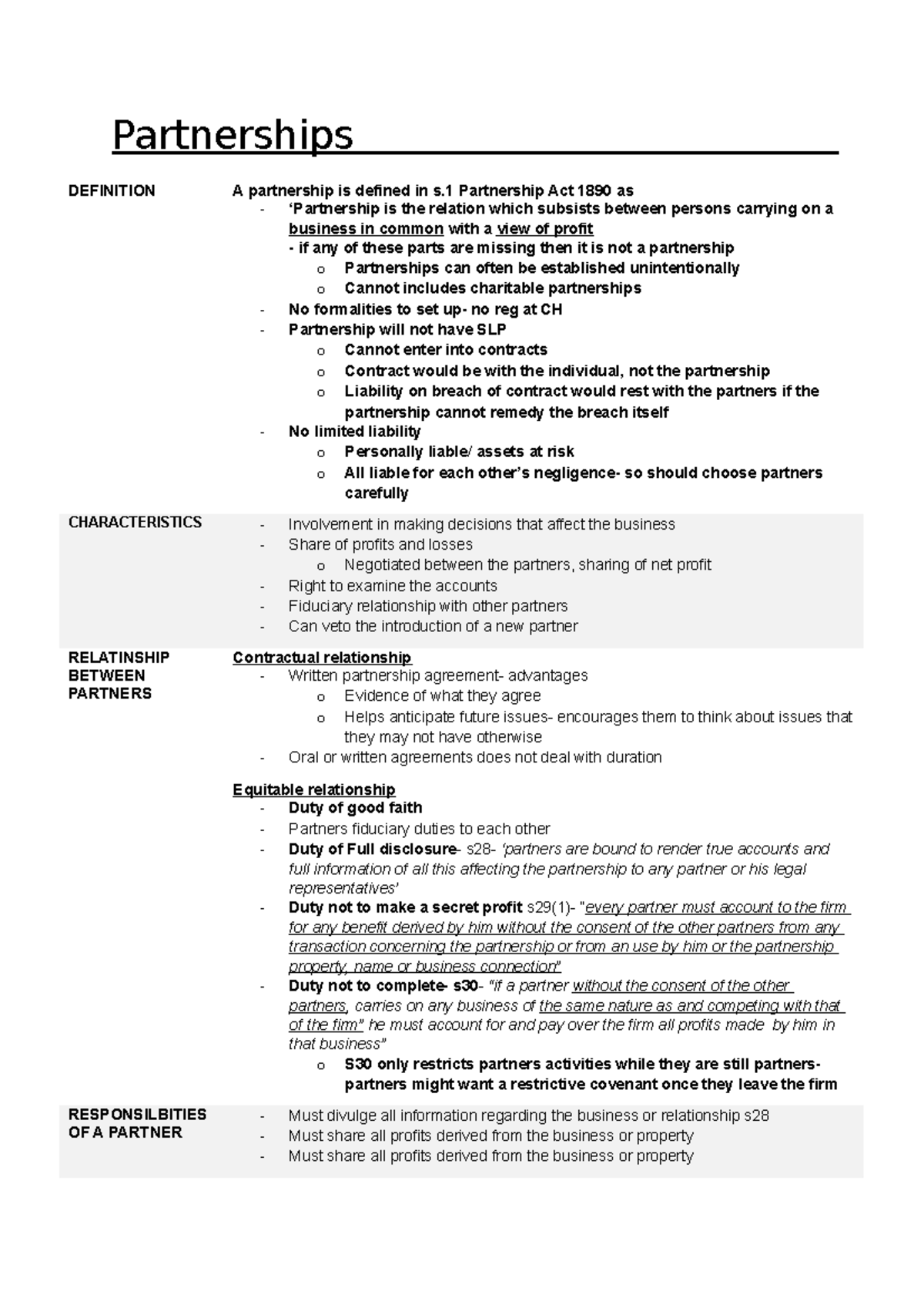 Partnerships - Lecture notes 1 - Partnerships DEFINITION A partnership ...