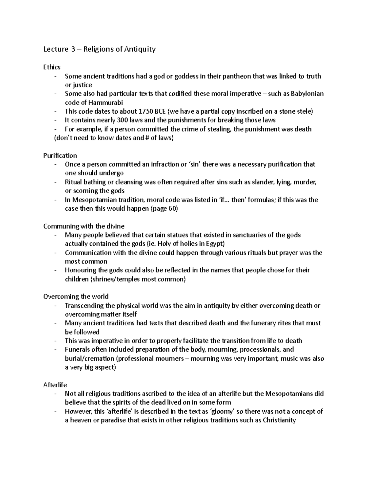 Lecture 3 – Religions of Antiquity - Lecture 3 – Religions of Antiquity ...