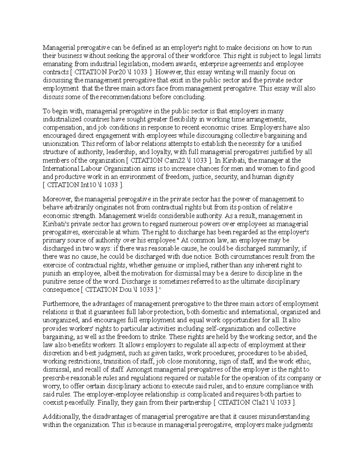 Managerial prerogative can be defined as an employer - This right is ...