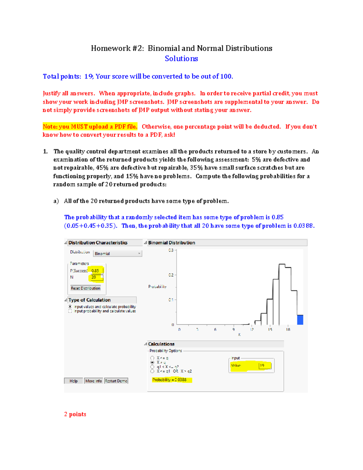 HW2 - Binomial and Normal - Solutions - Homework #2: Binomial and Normal Distributions Solutions ...