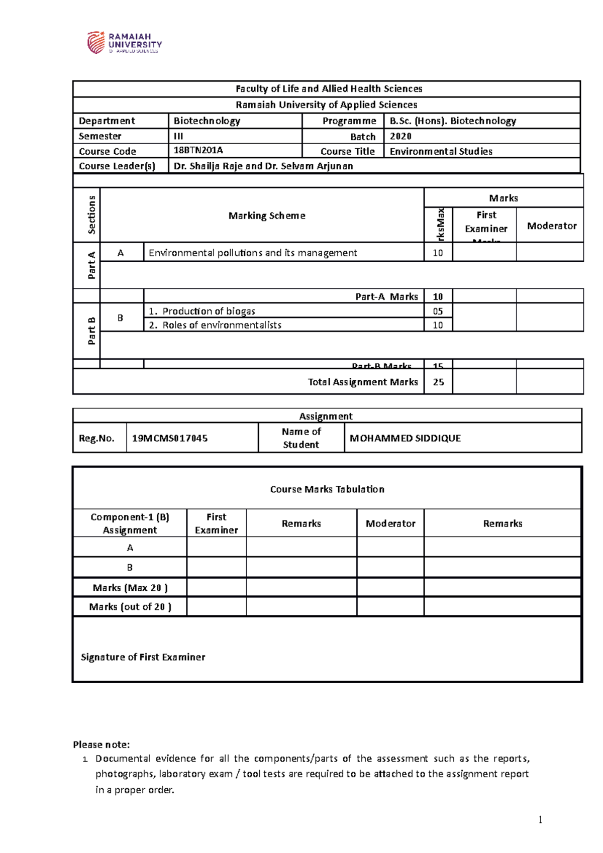 EVS assingment from BBA - Faculty of Life and Allied Health Sciences ...