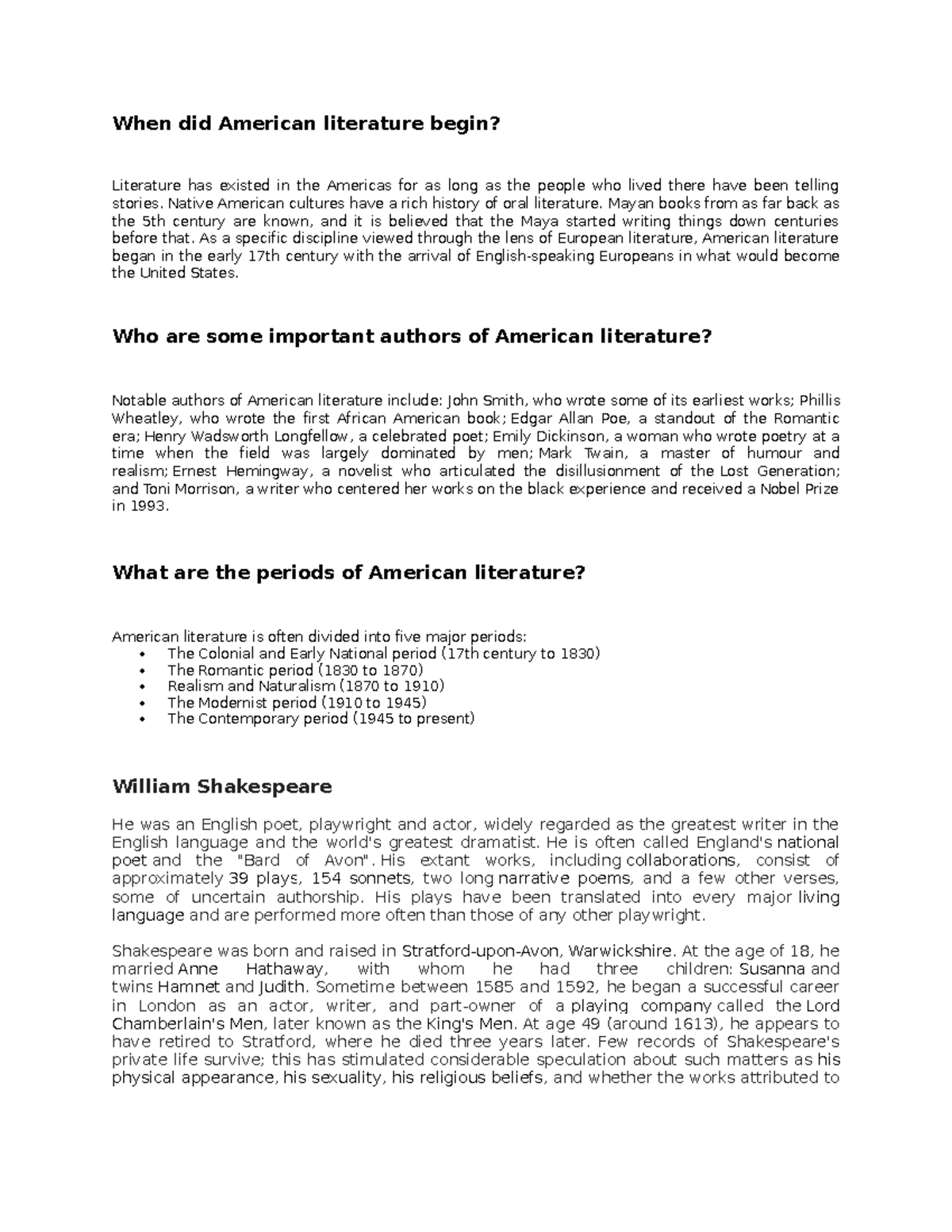 English literature - BSN 1 GE1:UNDERSTANDING THE SELF - When did ...