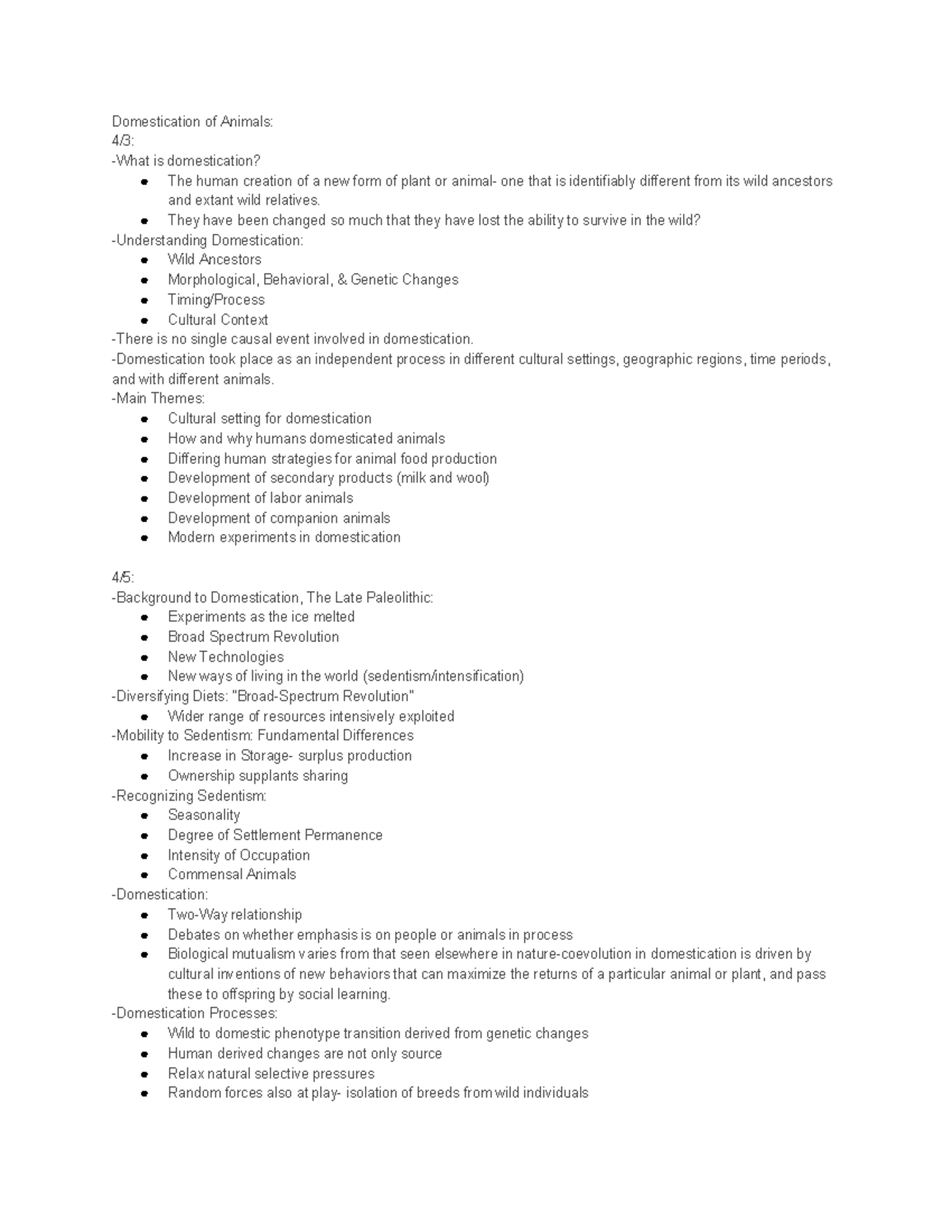 Domestication of Animals notes - Domestication of Animals: 4/3: -What ...