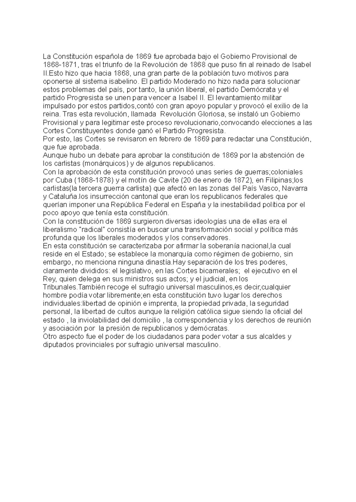 La Constitución de 1869 - La Constitución española de 1869 fue aprobada ...