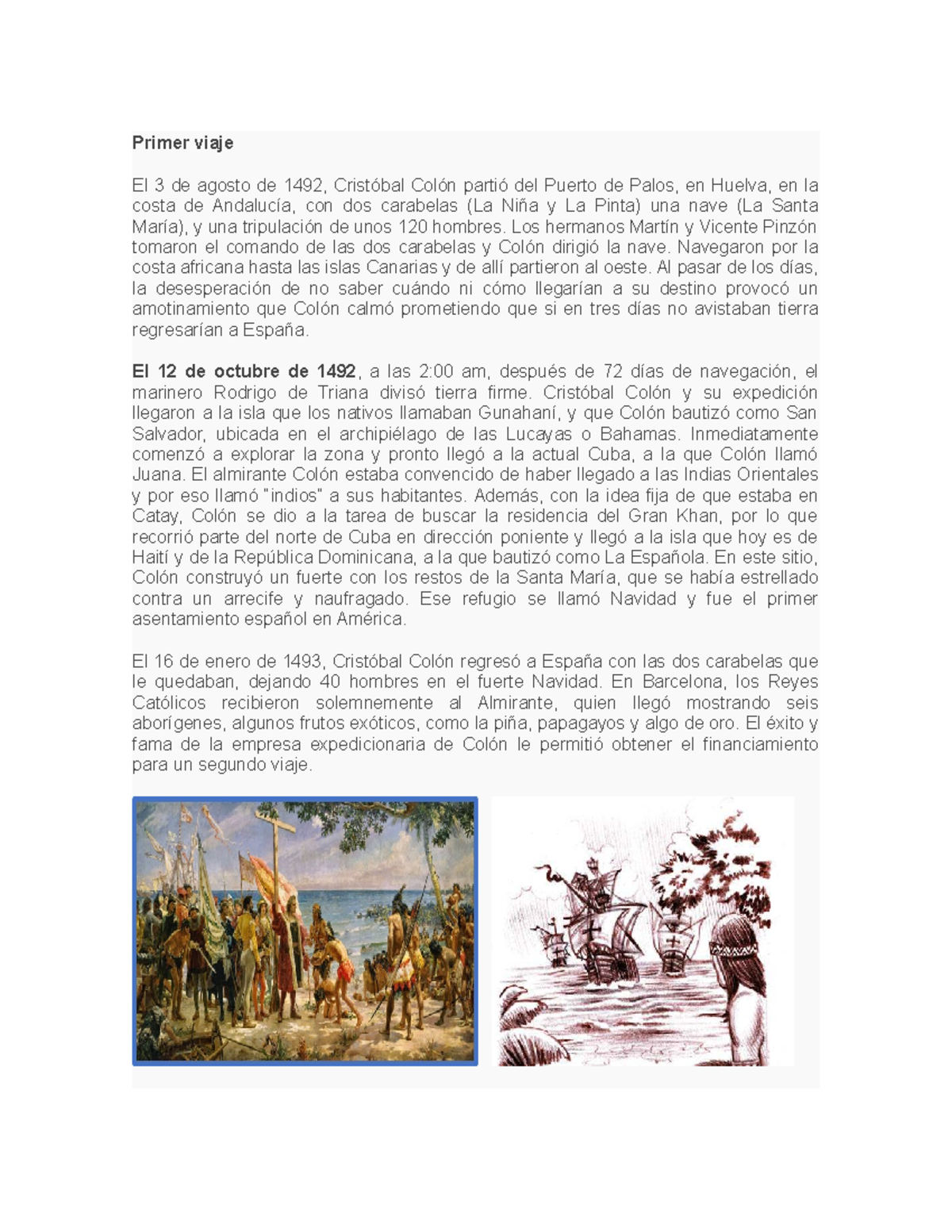 Primer Viaje DE Colon - FAVOR LEER - Primer viaje El 3 de agosto de ...