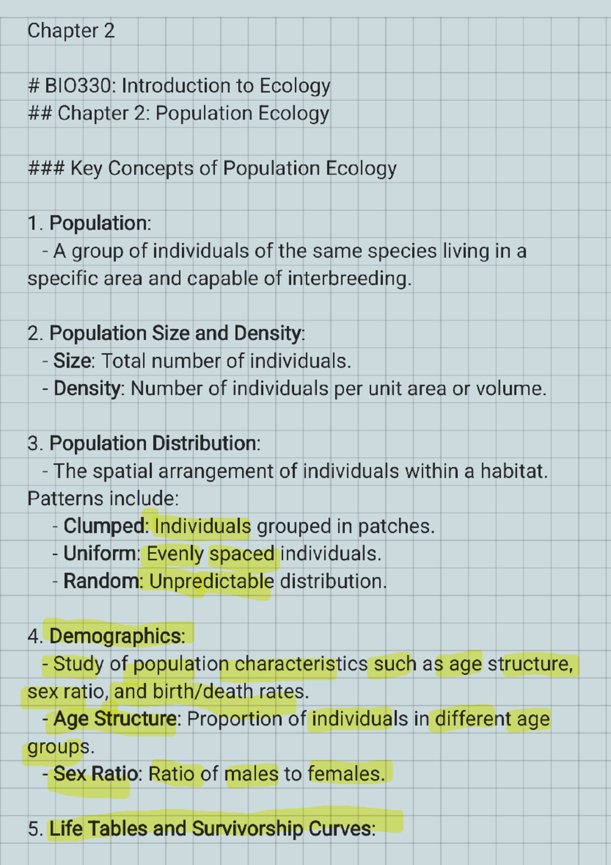 My notes bio330 - Chapter 2 BIO330: Introduction to Ecology Chapter 2 ...