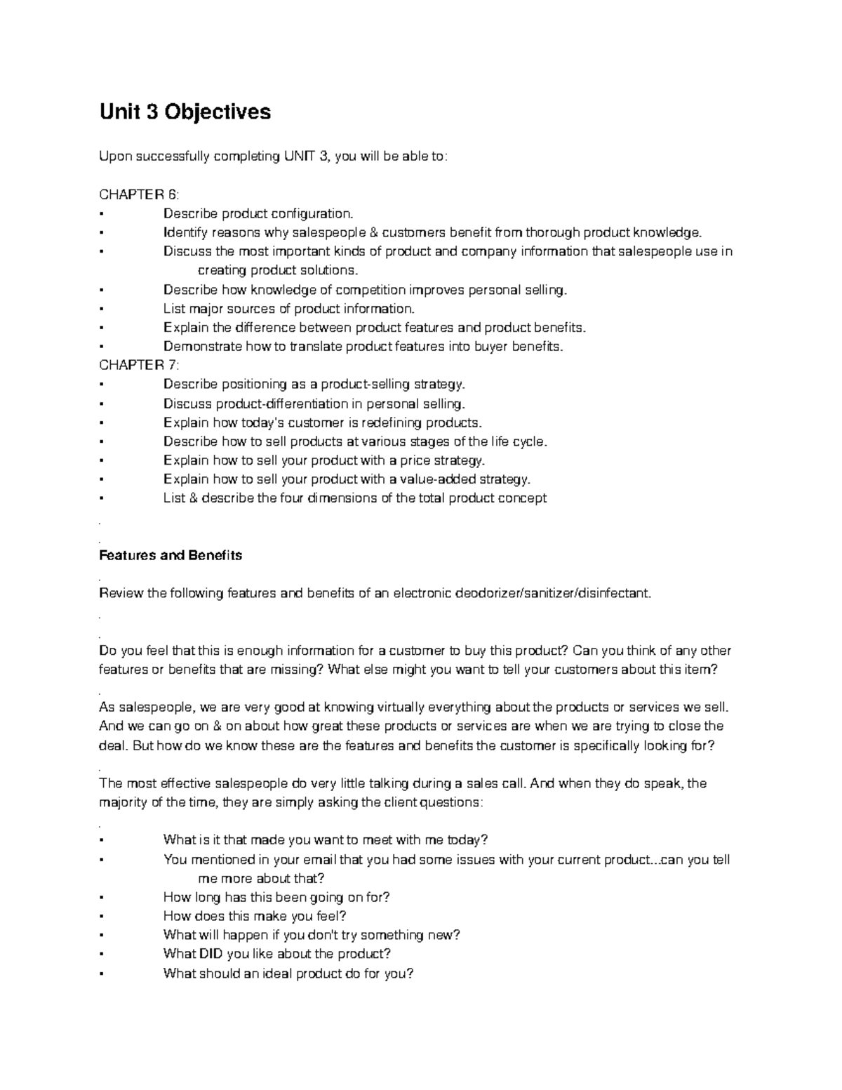 Unit 3 Objectives - Professor Lynn Faria - Unit 3 Objectives Upon ...