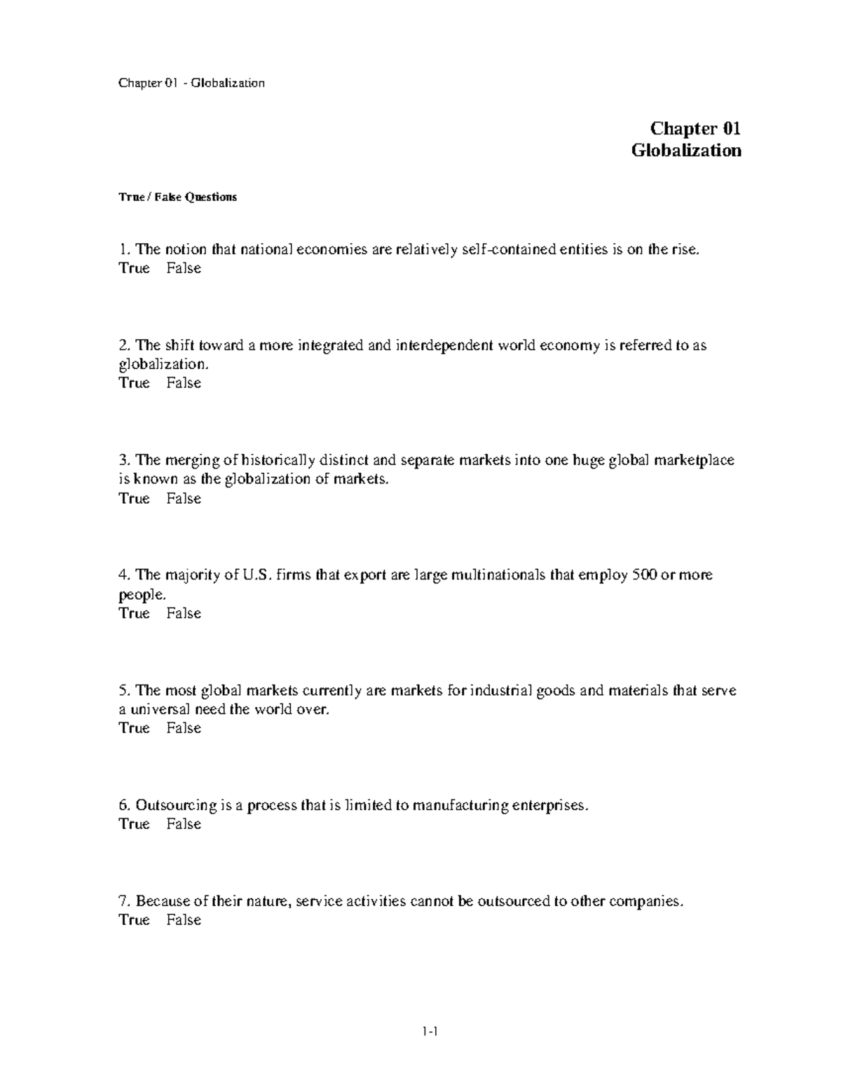 C1- Globalization-TEST - International business - Studocu