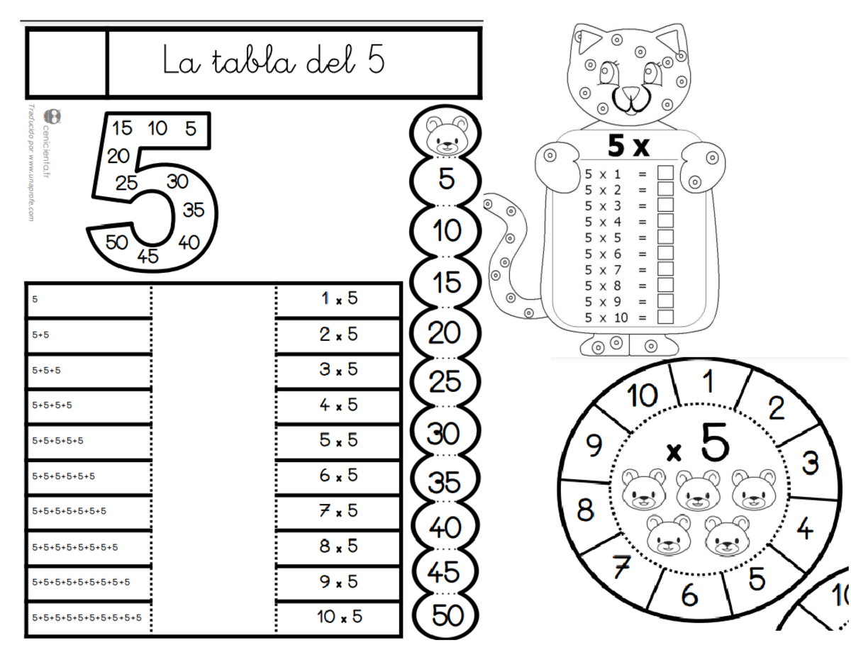 Tabla del 5 - Actividad de la tavbla del 5 para repaso - o La tabla del ...