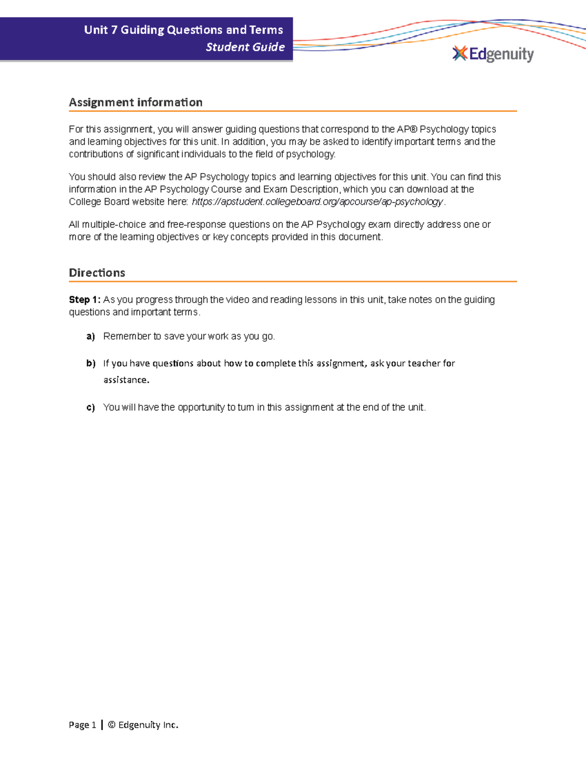 8505-07-01-studentdoc 1 - Assignment information For this assignment ...