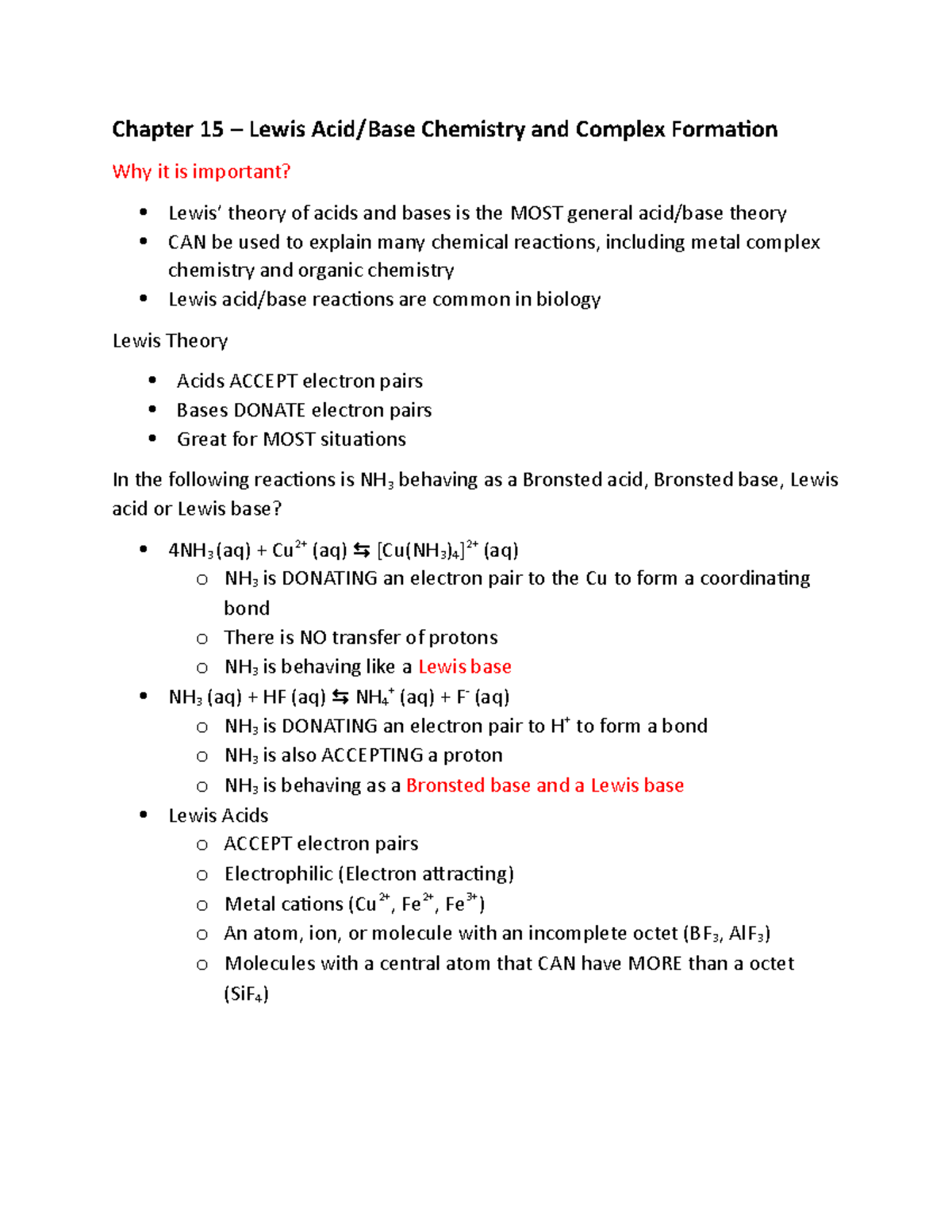 Chem 114 Chap 15 - Lewis Acid/Base Chemistry and Complex Formation ...