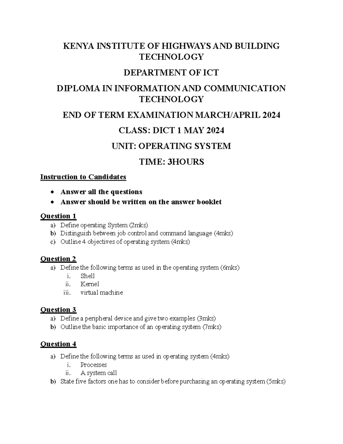 Kenya Institute OF Highways AND Building Technology - KENYA INSTITUTE ...