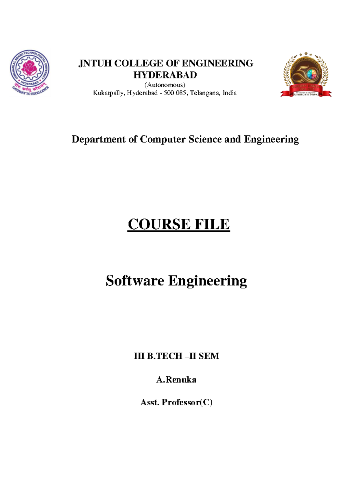 SE( Course FILE - UNit 1,2,3 SE - JNTUH COLLEGE OF ENGINEERING ...