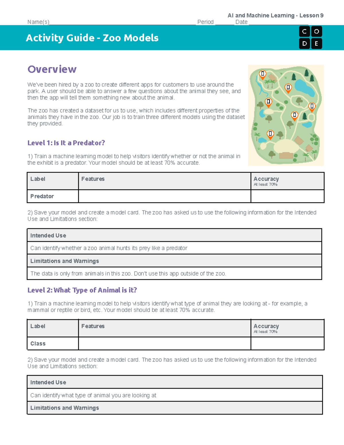 U7L09 - Activity Guide - Zoo Models - Name(s ...