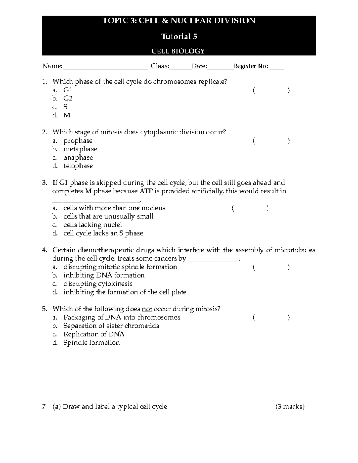 Cell B Tut5 upload (cell reproduction) - TOPIC 3: CELL & NUCLEAR ...