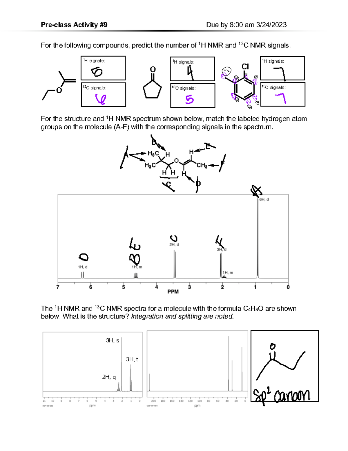 Hw 9 2023-03-26 03 44 40 - Organic chemistry homework 9 - Pre-class ...