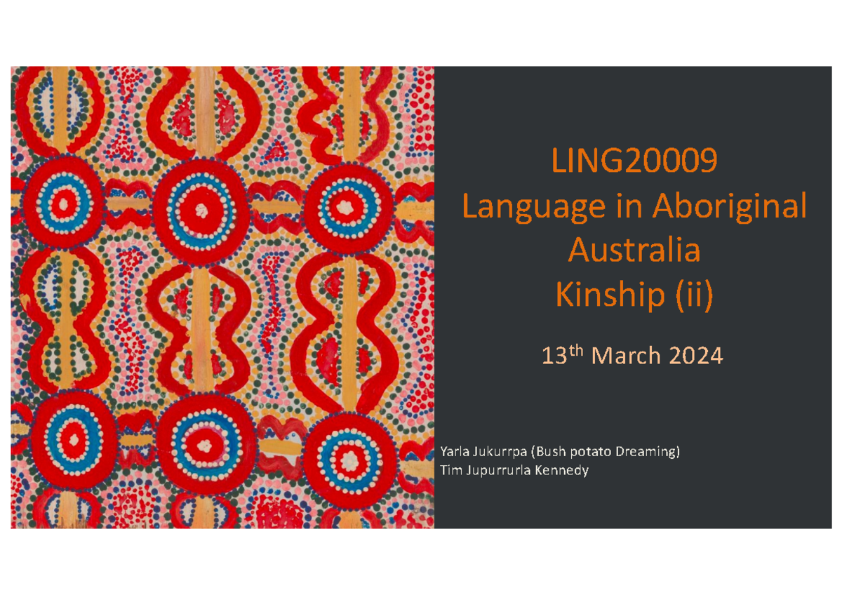 Lecture 6 kinship ii - australian aboriginal languages - LING Language ...