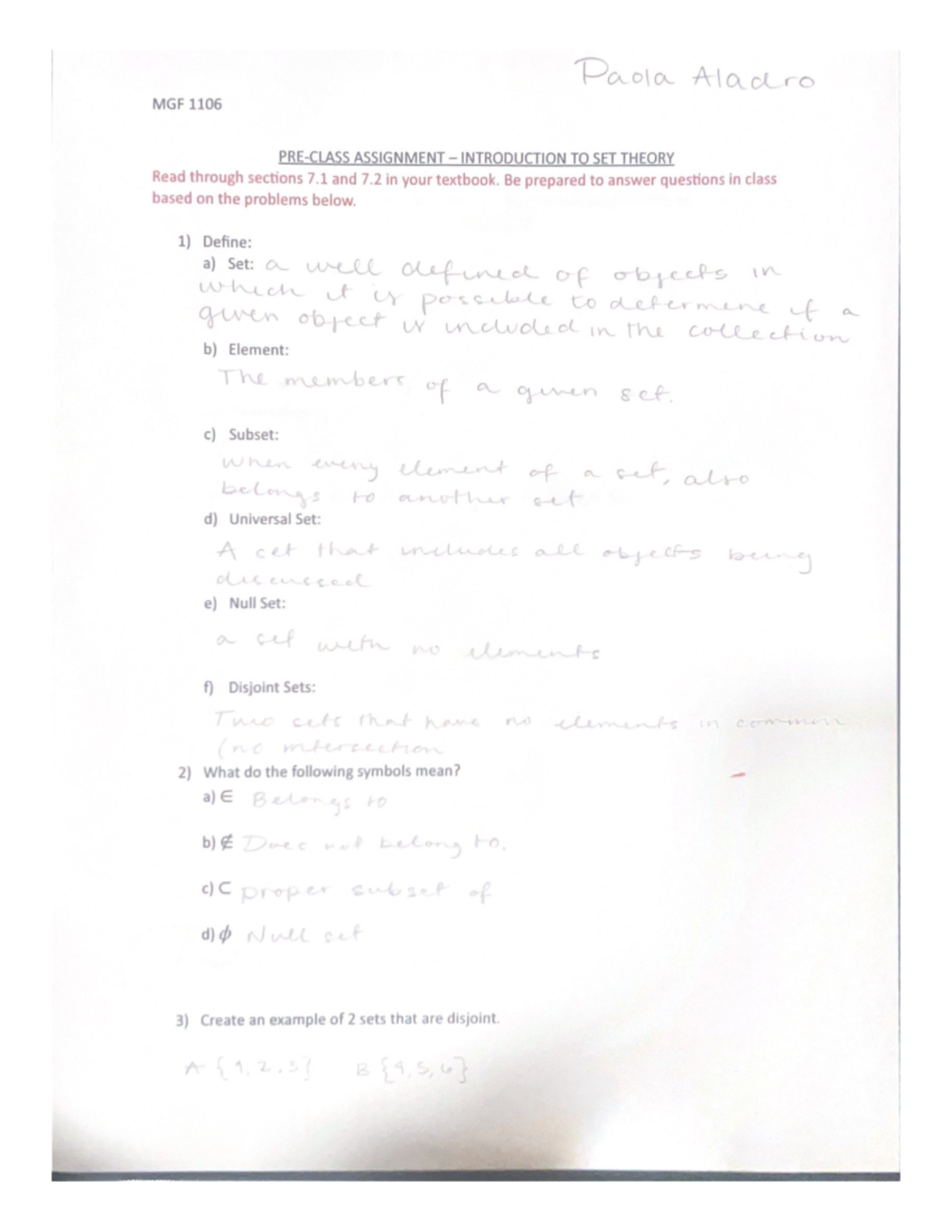 MGF 1106 - Pre class ws - MGF 1106 - FIU - Studocu