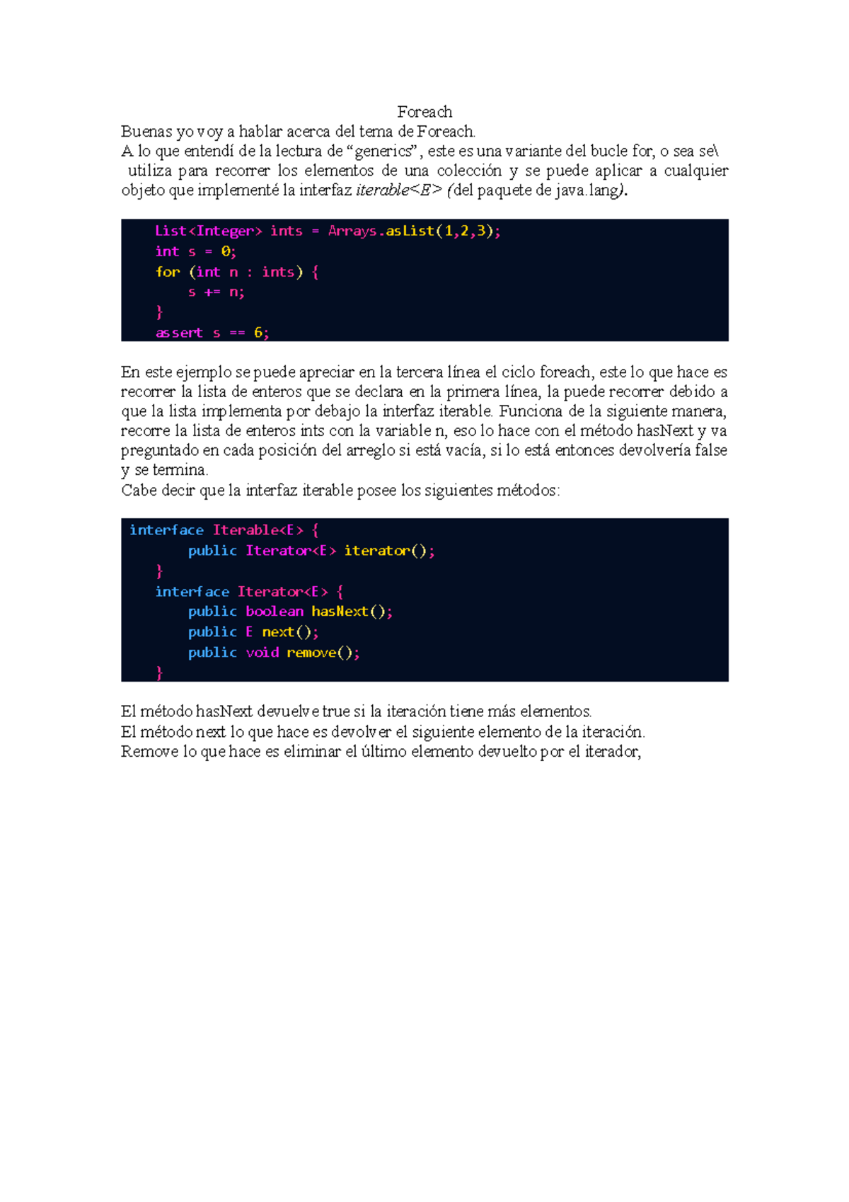 Foreach que decir - Foreach Buenas yo voy a hablar acerca del tema de ...