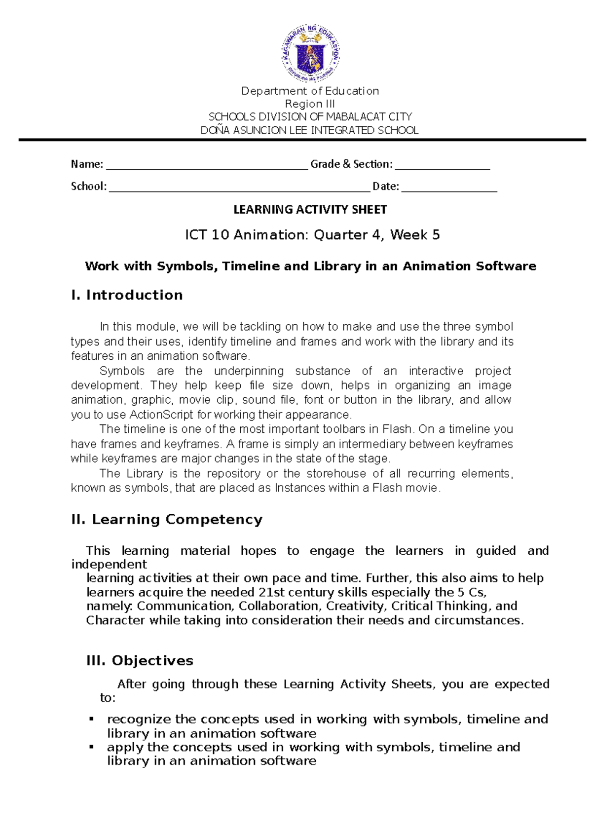 ICT 10 Animation Q4 Week 5 - Department of Education Region III SCHOOLS ...