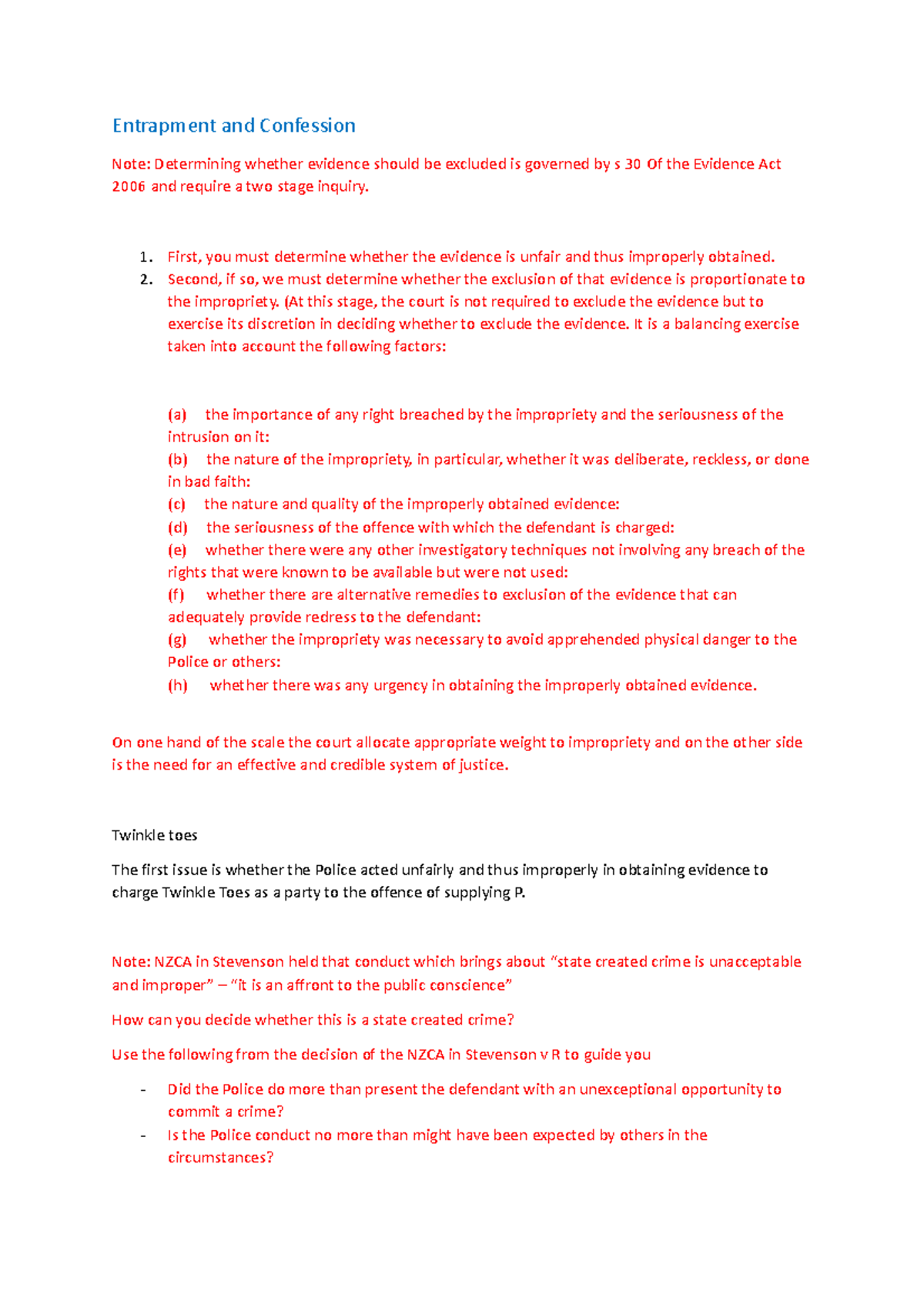 Entrapment and Confession tutorial summary - Entrapment and Confession ...