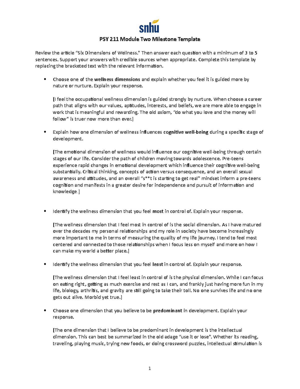 PSY 211 Module Two Milestone Submission - PSY 211 Module Two Milestone ...