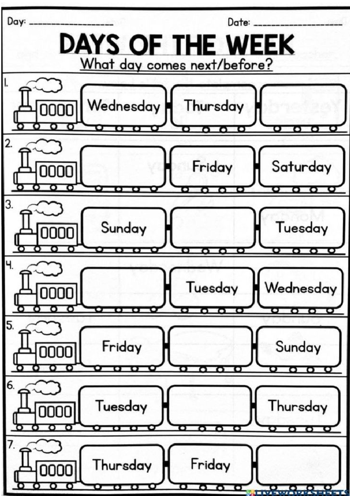 Doc2 - trabajo - Cartografía - Day: Date: DAYS OF THE WEEK What day ...
