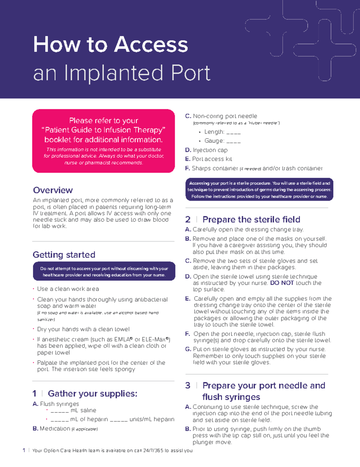 20OCH11013 How to Access a Port Patient Education Sheet Folder ...