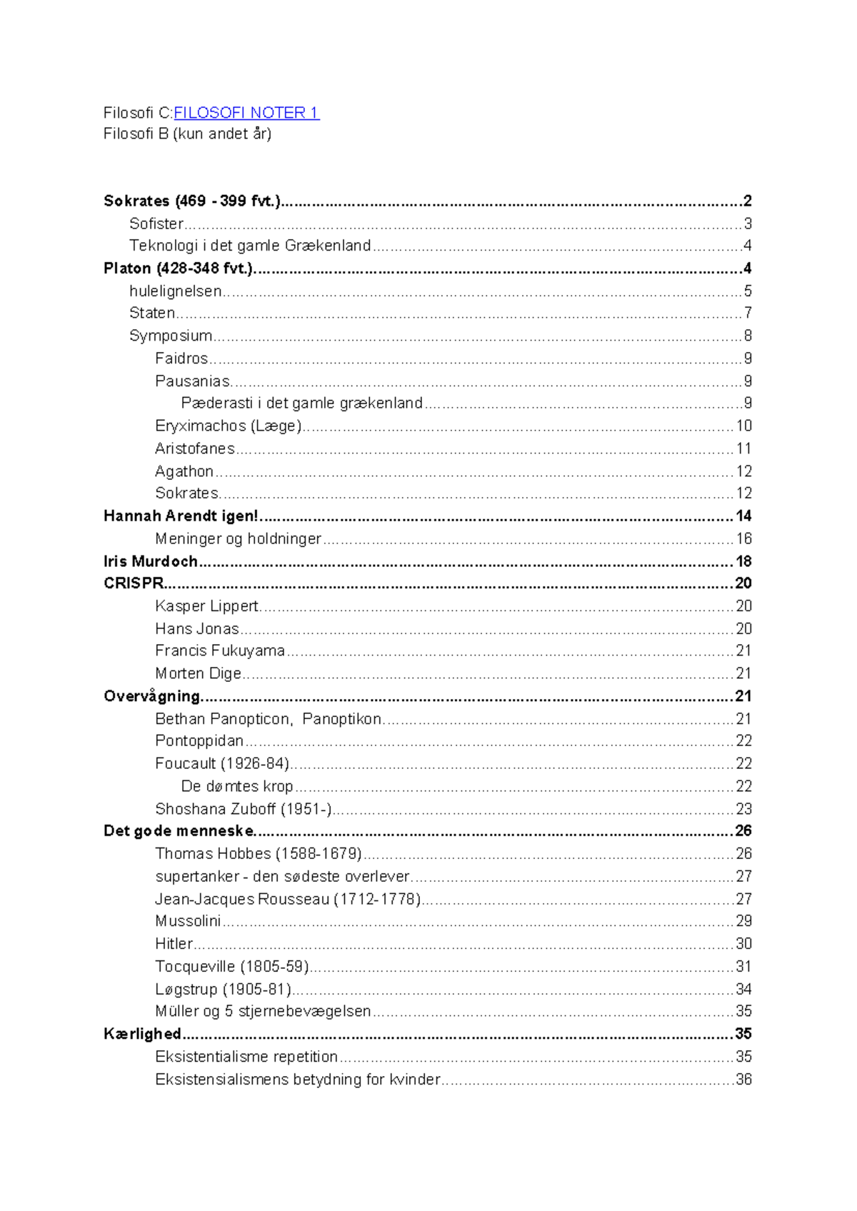 Filosofi B Noter - Filosofi B (kun andet år) Filosofi C:FILOSOFI NOTER ...