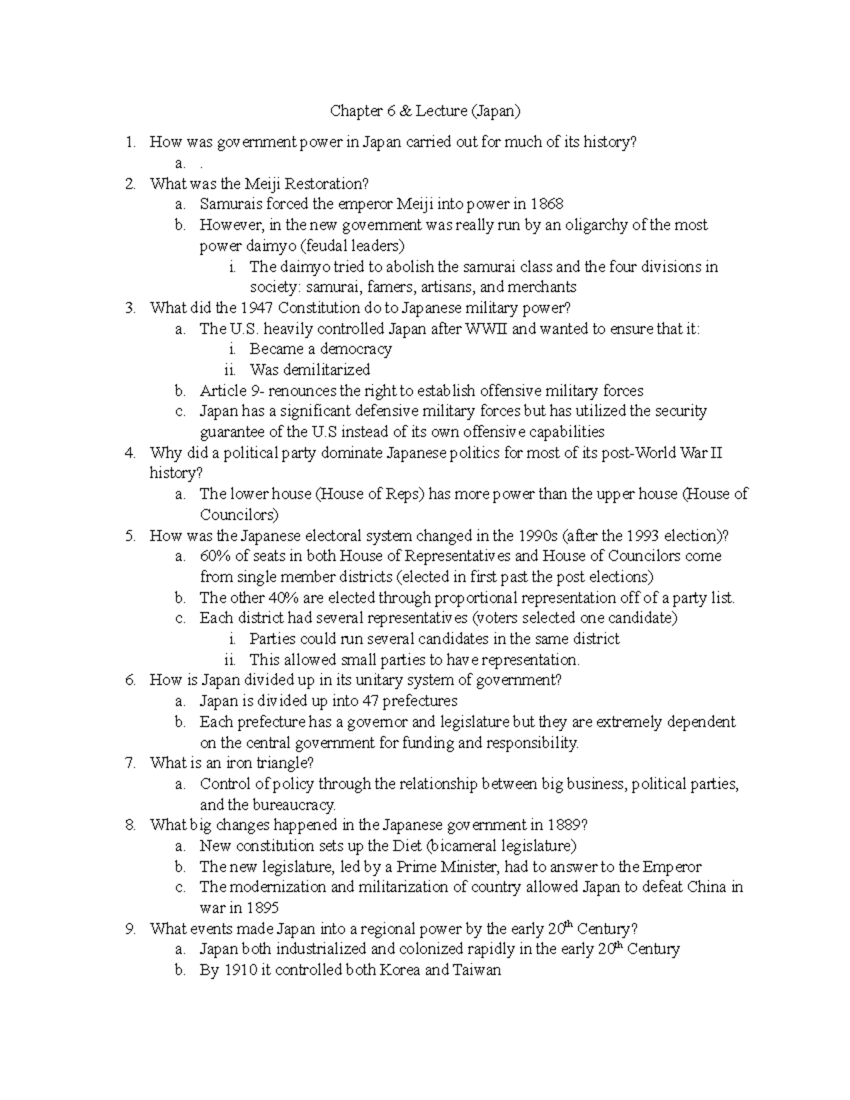 Chapter 6 -Japan - Lecture notes 1 - Chapter 6 Lecture (Japan) 1. How ...