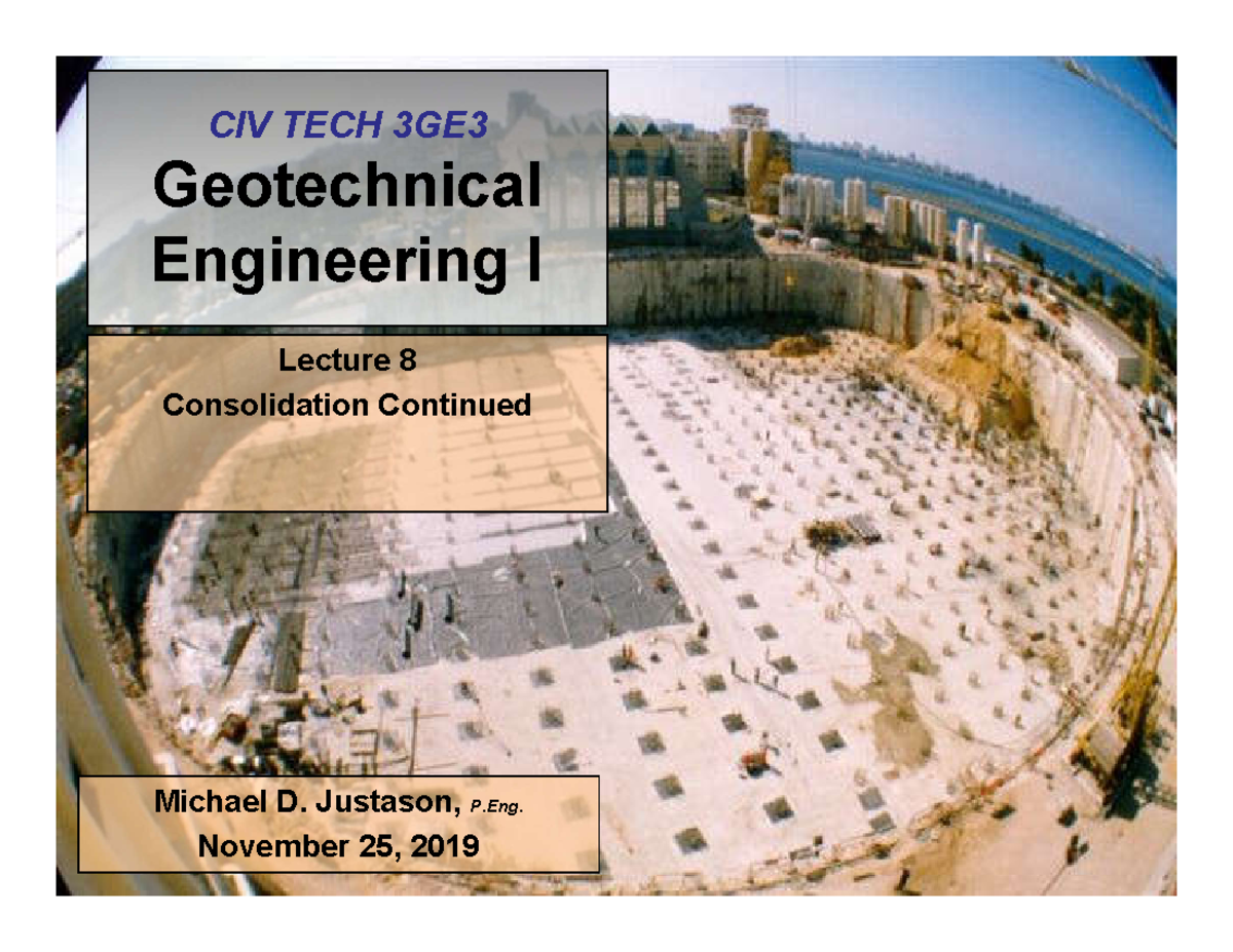 Lecture 8 Consolidation Continued - Soil Mechnaics - Studocu