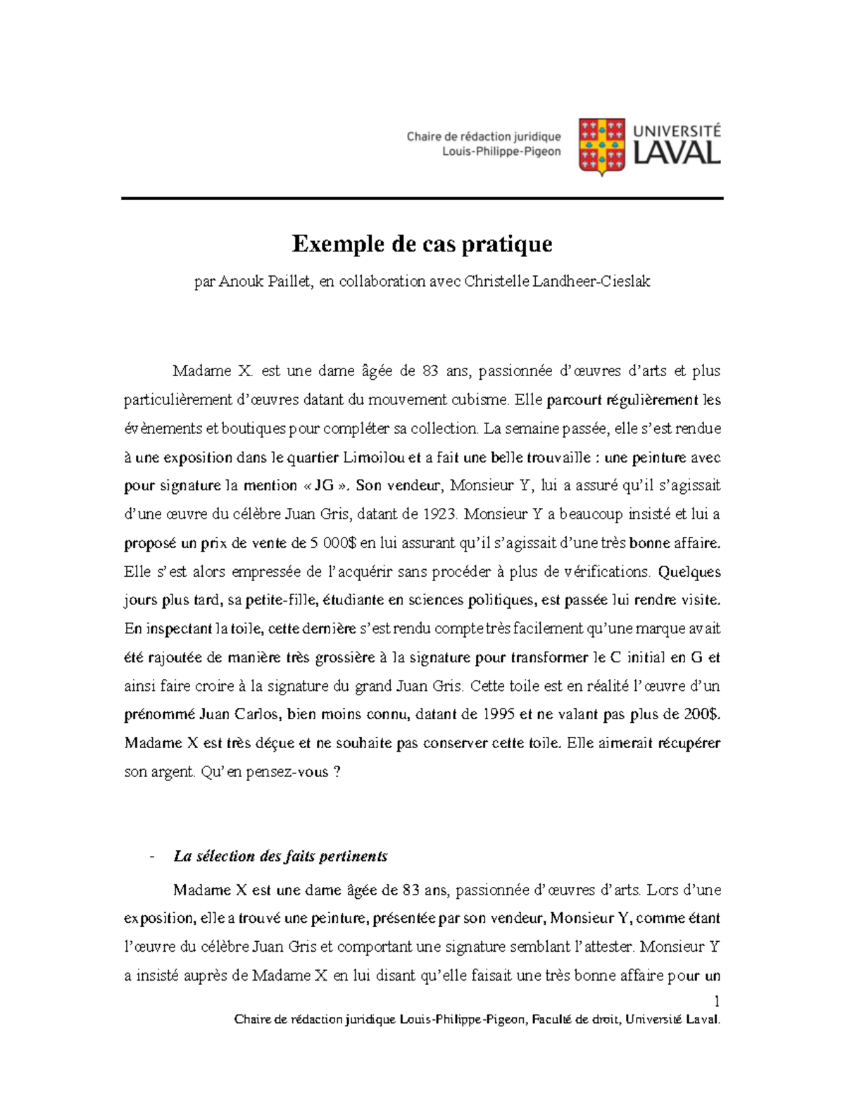 Exemple cas pratique vf - 1 Exemple de cas pratique par Anouk Paillet ...