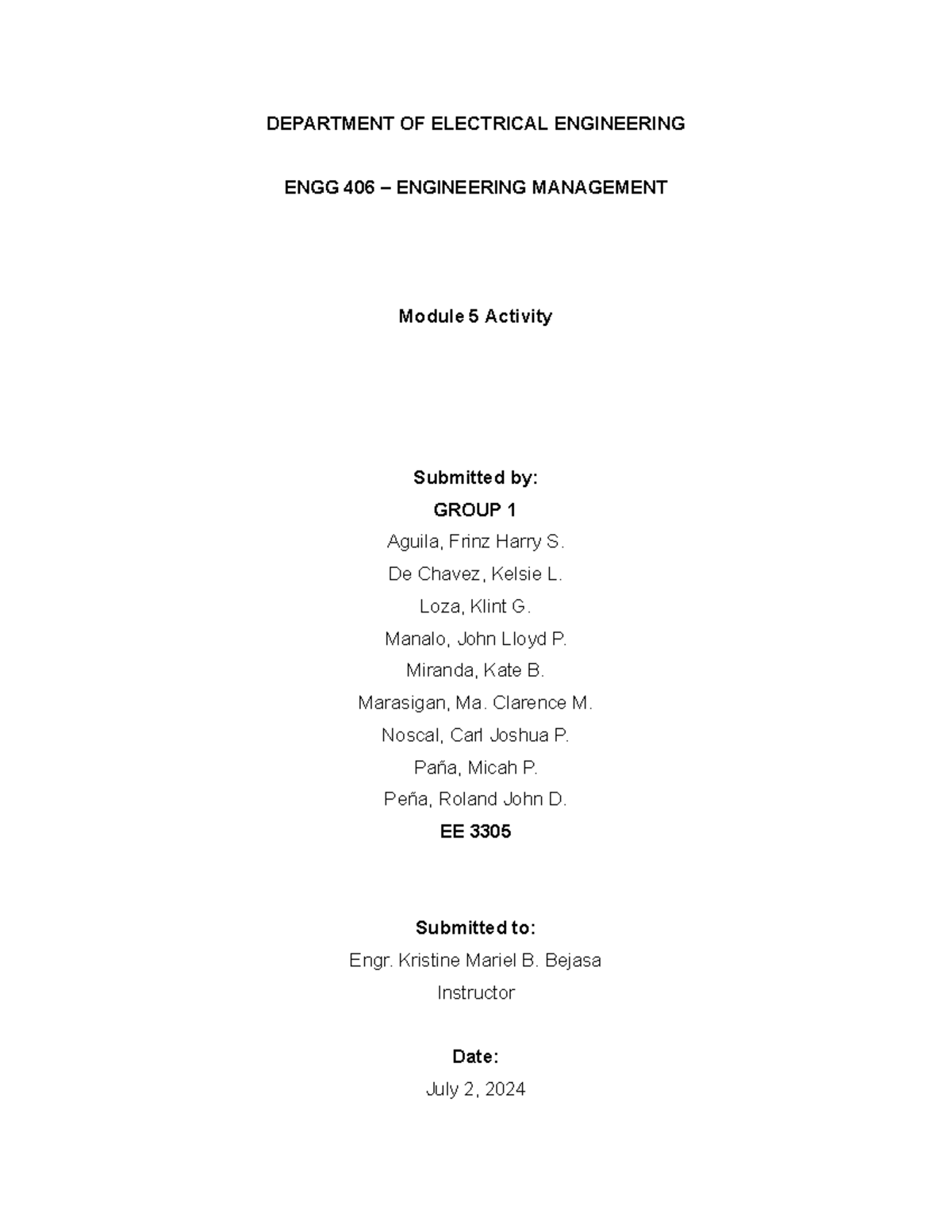 Module-5-EM - MODULE IN ENGINEERING MANAGEMENT - DEPARTMENT OF ...