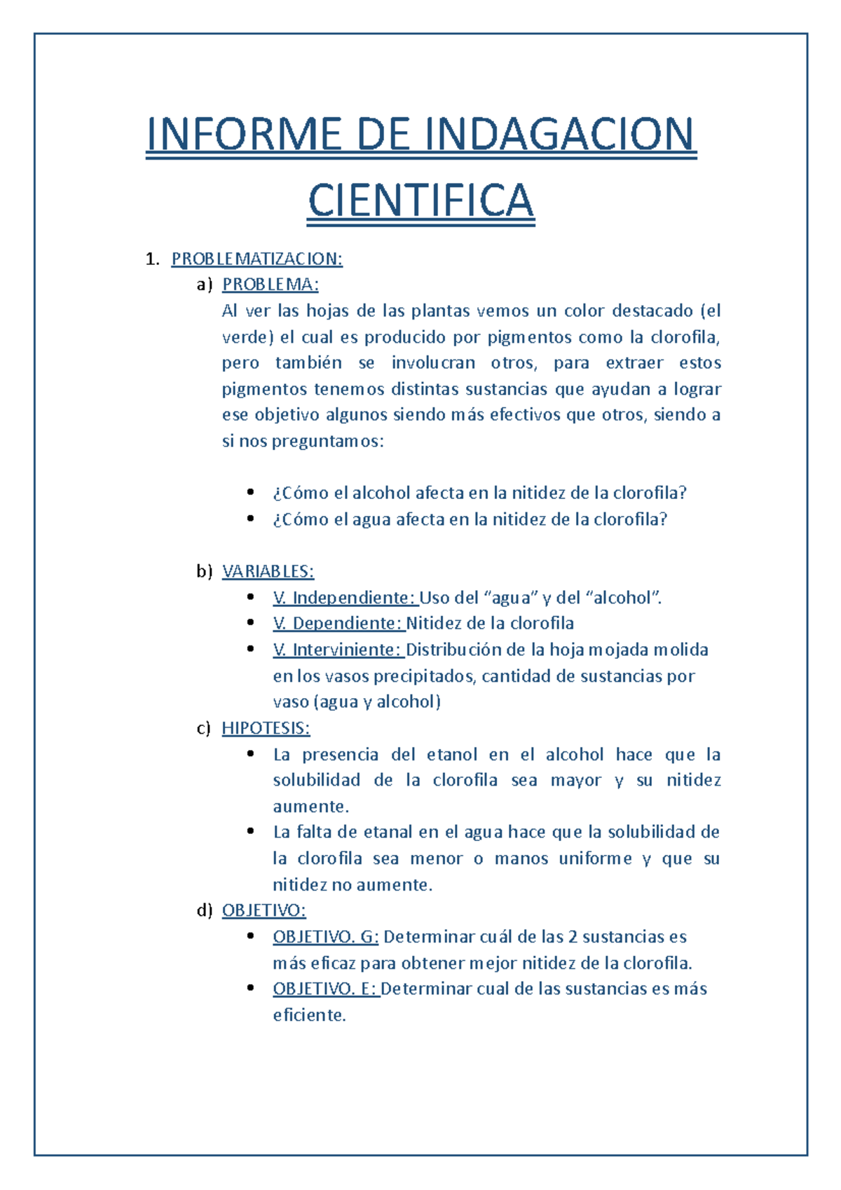 Informe DE Indagacion Cientifica - INFORME DE INDAGACION CIENTIFICA 1 ...