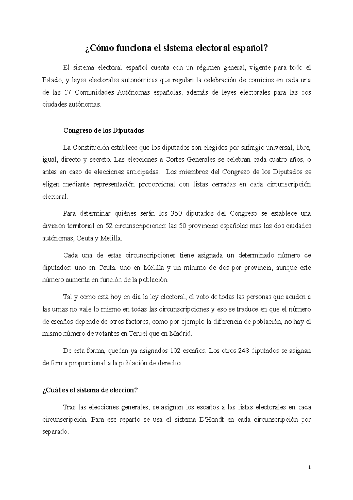 Cómo Funciona El Sistema Electoral Español ¿cómo Funciona El Sistema
