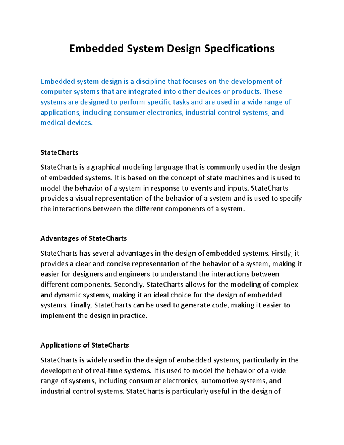 Specifications 2 - Embedded Systems - Embedded System Design ...