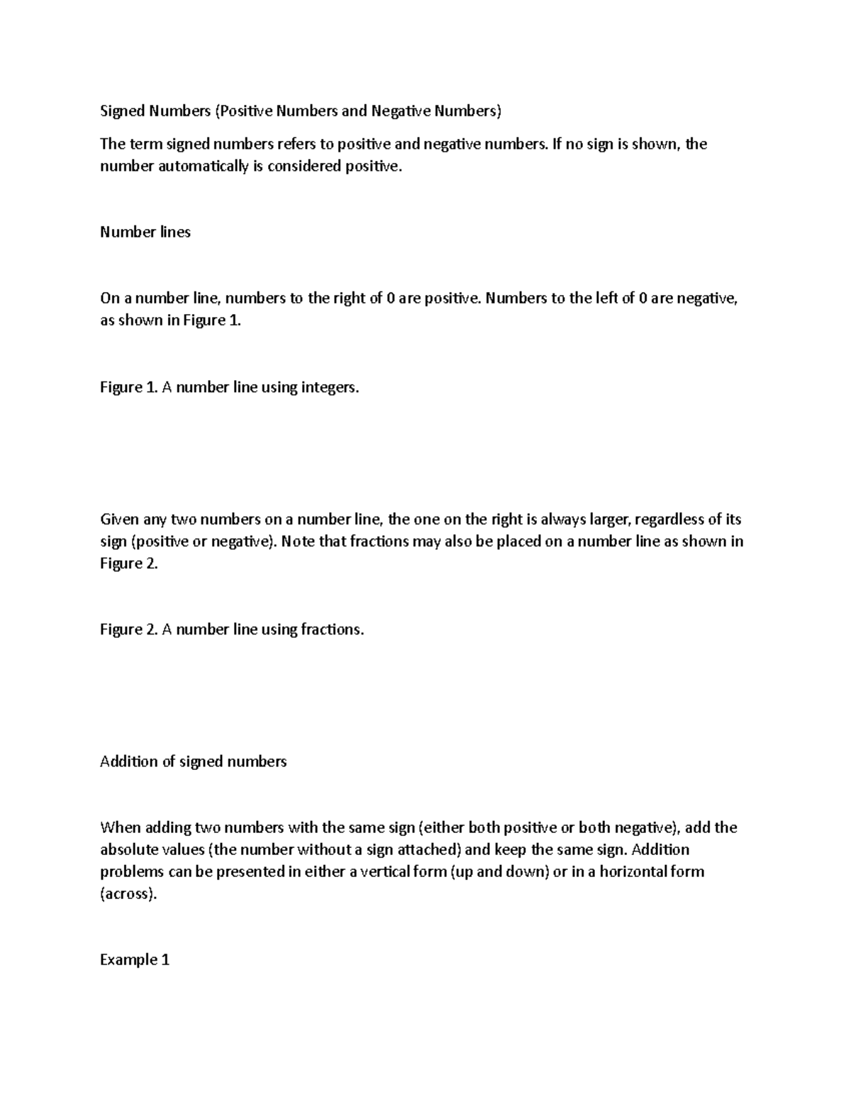 Signed Numbers (Positive Numbers and Negative Numbers) - If no sign is ...