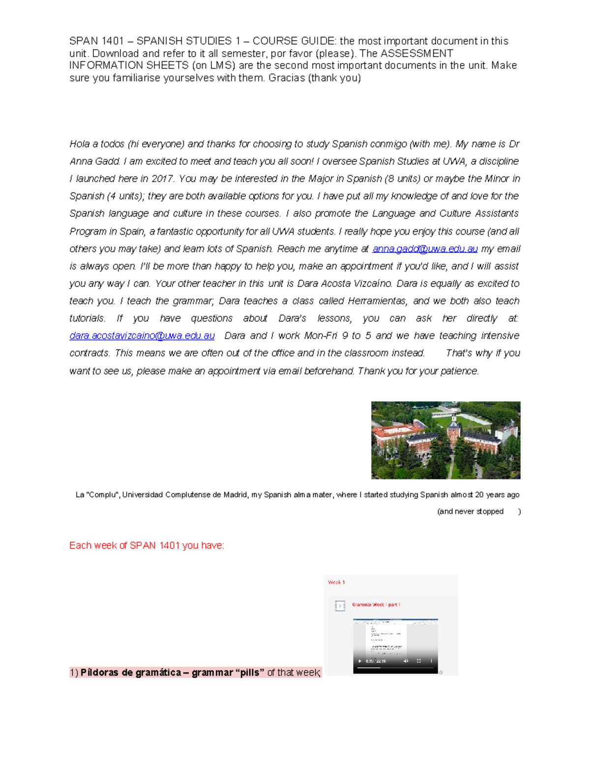 6 - SEM 1 - 2024 -SPAN1401 Draft Course Guide - SPAN 1401 – SPANISH ...